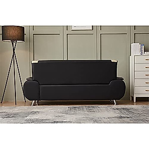 Kingway Furniture Lilian Faux Leather Livingroom Sofa in BlackBeige
