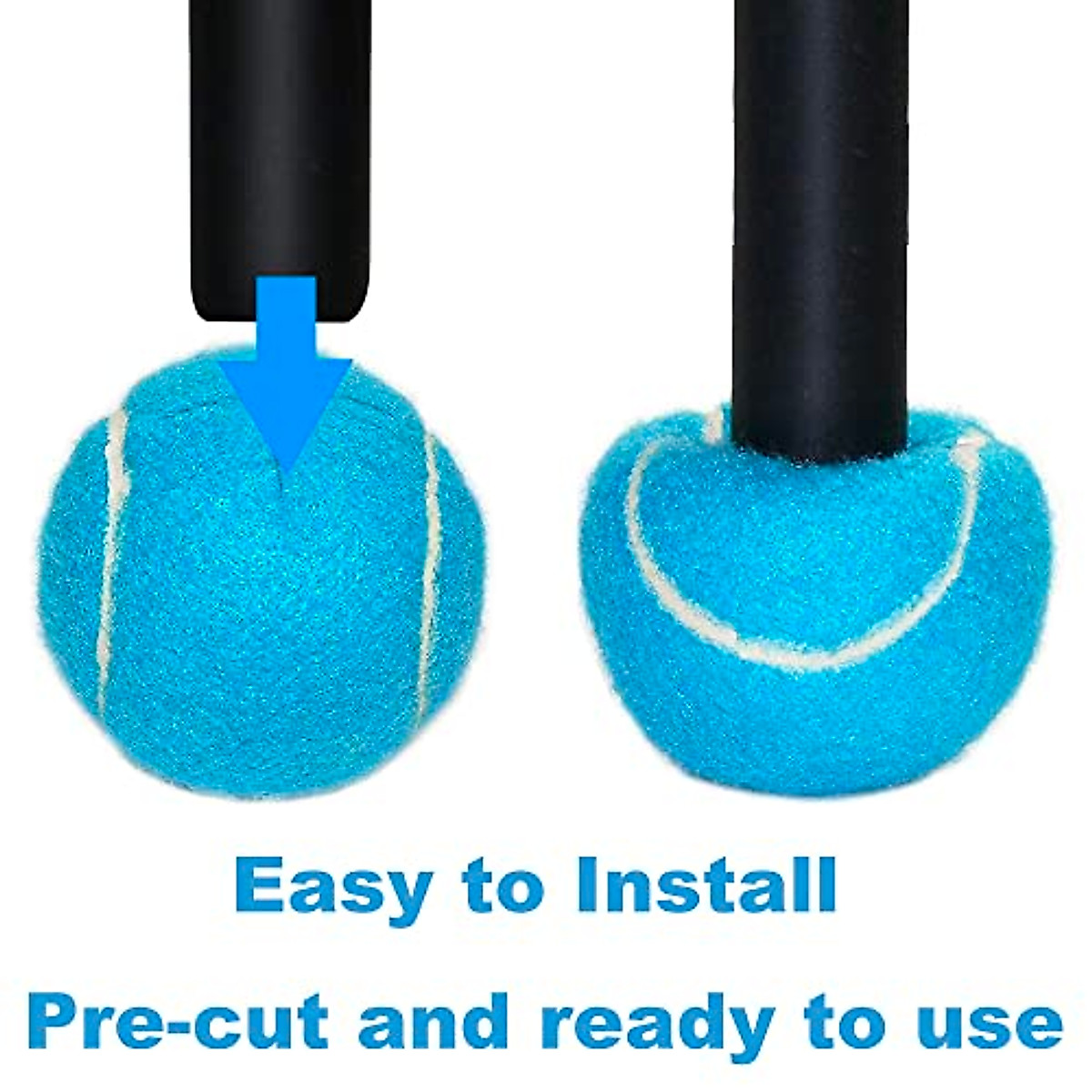 HiBallBall 4 Pack Precut Tennis Balls for Walkers, Tennis Balls for Chairs, Heavy Duty Long Lasting Walker Accessories, Ski Glides & Pads (Black)