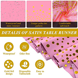4 Pack Plastic Table Cloth Cover for Parties Disposable, Pink and Gold Tablecloth for 8 Foot Rectangle Tables, Birthday Wedding Graduation Father Valentine's Day Easter Party Supplies Decorations