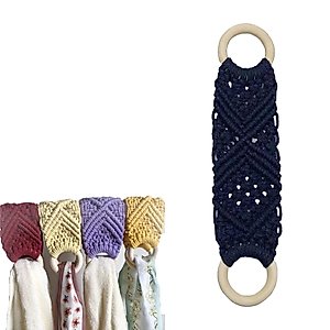 Macrame Kitchen Towel Holder, Macrame Towel Holder Ring, Macrame Dish Towel Holder, Macrame Towel Holde, Handmade Macrame Dish Towel Holder Decoration for Kitchen/Bathroom, Crochet Towel Holder