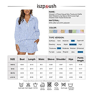 ISZPLUSH Women’s 2 Piece Casual Sets Outfits Sets Relaxed Long Sleeve Shirt Loose High Waisted Side Pocket Shorts Set