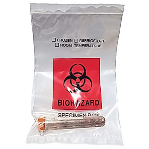 Daarcin Biohazard Specimen Bags,100pcs 6x9in/15x25cm with Biohazard Red Logo Printing, Ziplock Top Sample Bags with Outside Pocket Paperwork Pouch