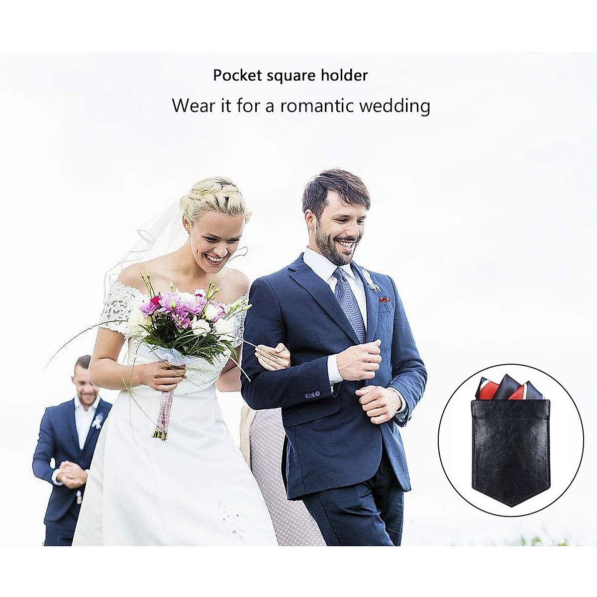 ONLVAN Pocket Square Holder Leather Slim Pocket Square Holder for Men's Suit Handkerchief Keeper (Holder Only)