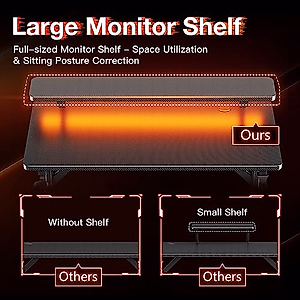 Small Gaming Desk with LED Lights, Computer Desk 31 Inch Gaming Table with Monitor Shelf, PC Desk with Cup Holder and Headphone Hook, Gamer Desk with Carbon Fiber Texture, Boys Desk Gift for Men