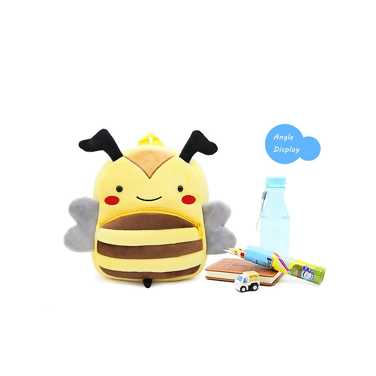 Toddler Backpack Neoprene 3D Animal Backpack Kids Animal Cartoon Casual Bags Water Resistance Kindergarten Preschool Bag (Bee)