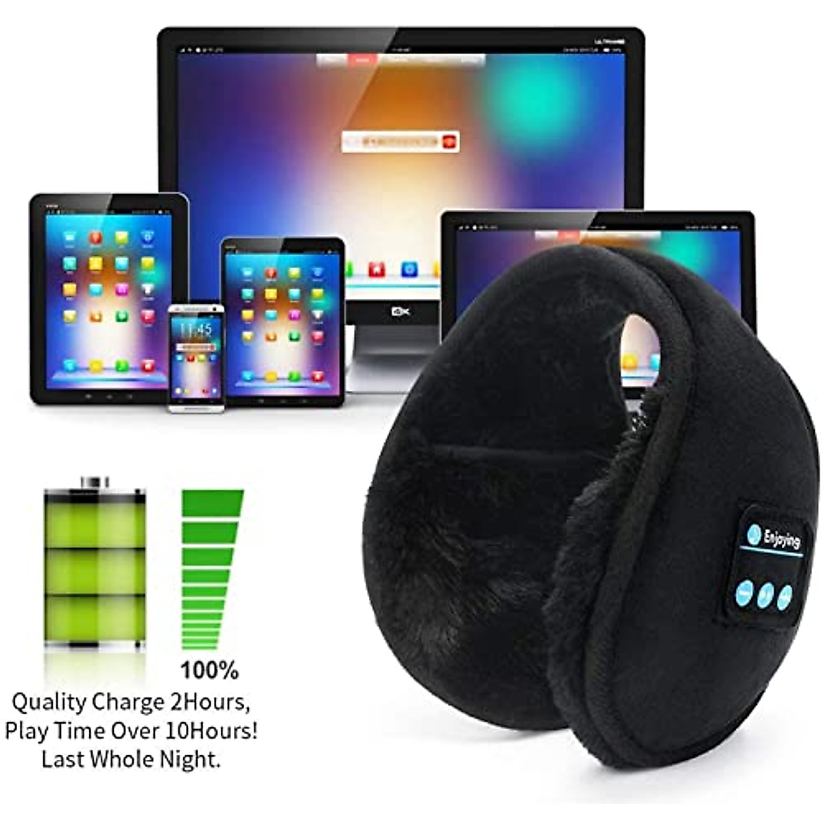 Bluetooth Earmuffs, Smart Wireless Music Sports Earmuffs, Built-in HD Speakers and Microphone, Winter Warming Earmuffs, for Biking Running Cool Tech Gadgets Gifts