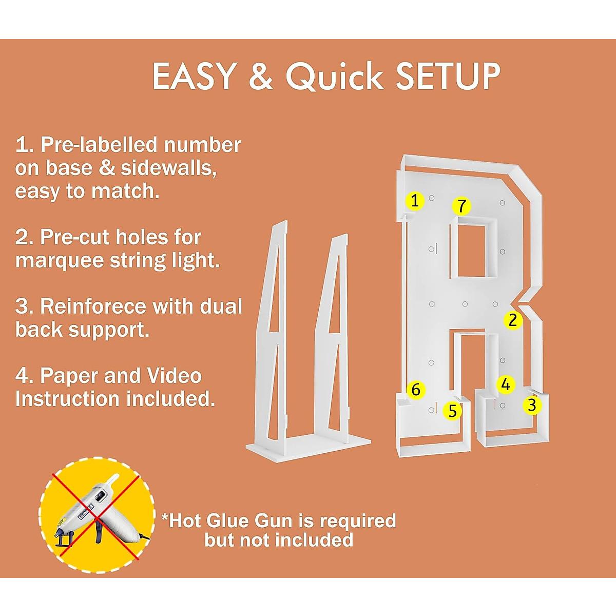 4FT Marquee Light Up Letters, Large Marquee Letters, Mosaic Balloon Frame Letters Big Letters for Engagement Wedding Decorations Birthday Party Backdrop Decor, Balloon Arch Kit Letter R