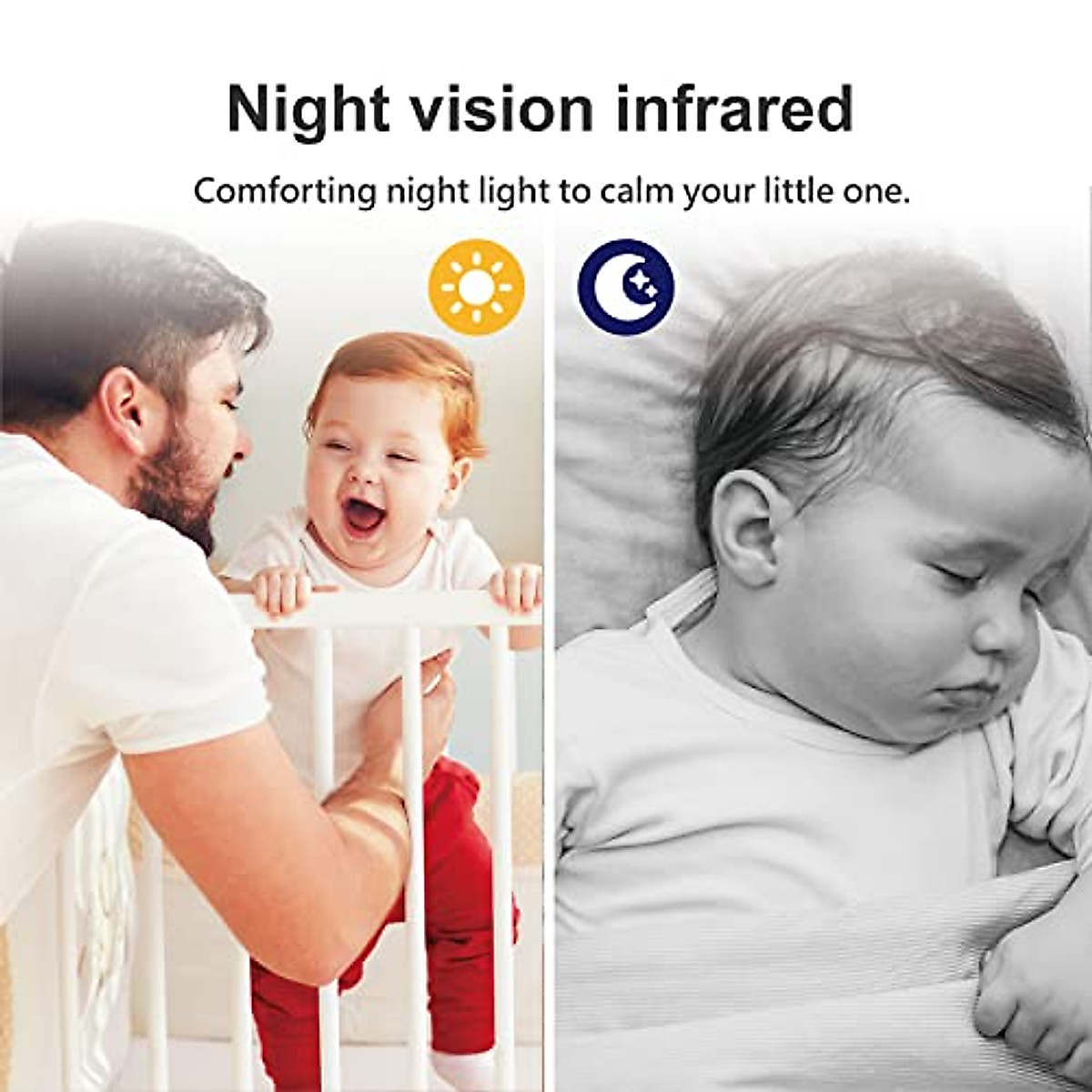 nannio Baby Monitor Hero2 Video Baby Monitors with Camera and Audio, Two-Way Talk, Auto Night Vision, Voice Activation, 5 Lullabies, 985ft Range, Long Battery Life, Baby Gifts, 2 Years Warranty