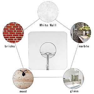 30 Packs Adhesive Wall Hooks Strong 11 lbs/ 5 kg Seamless Clear Transparent Hooks for Towel Loofah Bathrobe Coats Hanger Clearly Waterproof Hooks