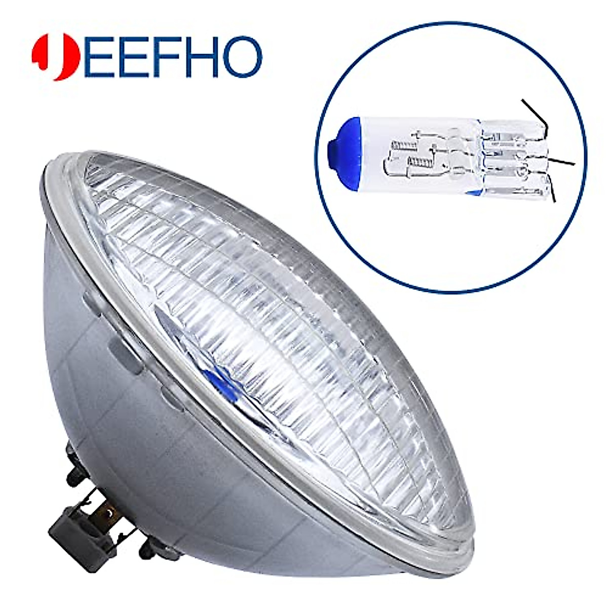 JEEFHO H6024 Super Vision Crystal Headlight, Halogen Sealed Beam Headlight, (7"" ROUND, 178MM) (110/130W), Replaces# H6024