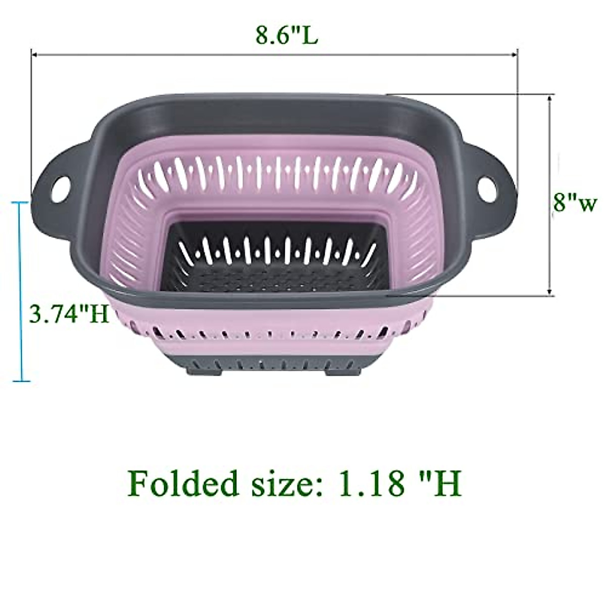 Esmartlife Foldable Silicone Strainer Colanders, Folding Strainer for Kitchen 2-Quart Capacity, Perfect for Kitchen Food Draining Pasta Vegetable Fruit and Meat,New Kitchen Essentials