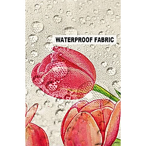 Outdoor Pillow Covers Waterproof, Spring Tulip Throw Pillowcase Decorative Cover, Farmhouse Beautiful Bright Red Floral Garden Cushion Case Set of 2 for Sofa, Couch, Tent, Patio 18"x18"