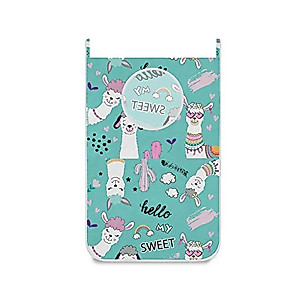 Oyihfvs Enthic Llama Alpacas Cacti Cactus Clouds On Turquoise 1PC Hanging Laundry Hamper Bag, Dirty Clothes Bag Over The Door, Wall Cloth Basket with Hooks Storage College Closet for Bathroom Bedroom