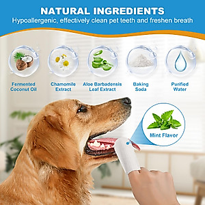 Usnsyyd Dog & Cat Teeth Cleaning Wipes, Reduces Plaque & Freshing Breath,Canine Finger Toothbrush, Disposal Gentle Cleaning & Gum Care Pet Wipes, Widen 1.77",Mint Flavor,50Pcs