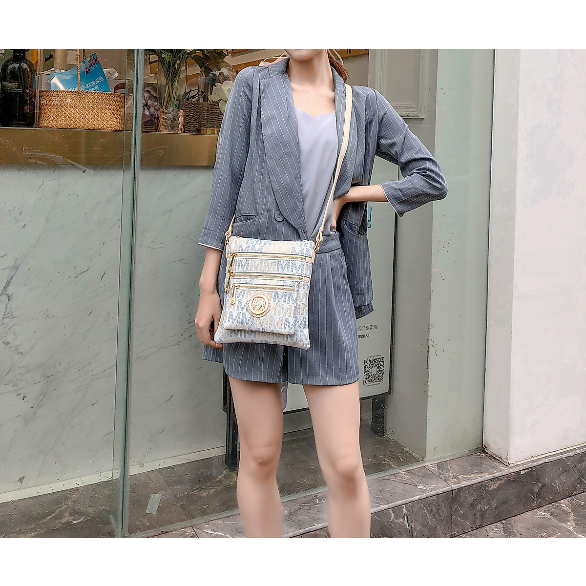 MKF Collection Female Crossbody Bag, Signature Vegan Leather Adjustable Strap Handbag Messenger bag Purse for women by Mia K