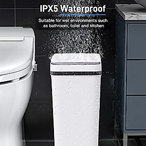 VIFVOR Automatic Bathroom Trash Can, Small Touchless Trash Can with Lid Motion Sensor Slim Trash Can 2.5 Gallon Waterproof Smart Electric Trash Can for Kitchen, Bedroom, Office, Toilet (White)