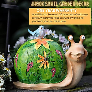 JHBOX Garden Statues Snails Decor, Resin Art Statue Ornaments with Solar LED Lights, Outdoor Garden Decorations Lighting for Yard, Patio, Lawn, Flowerbed, Deck, Doorsteps