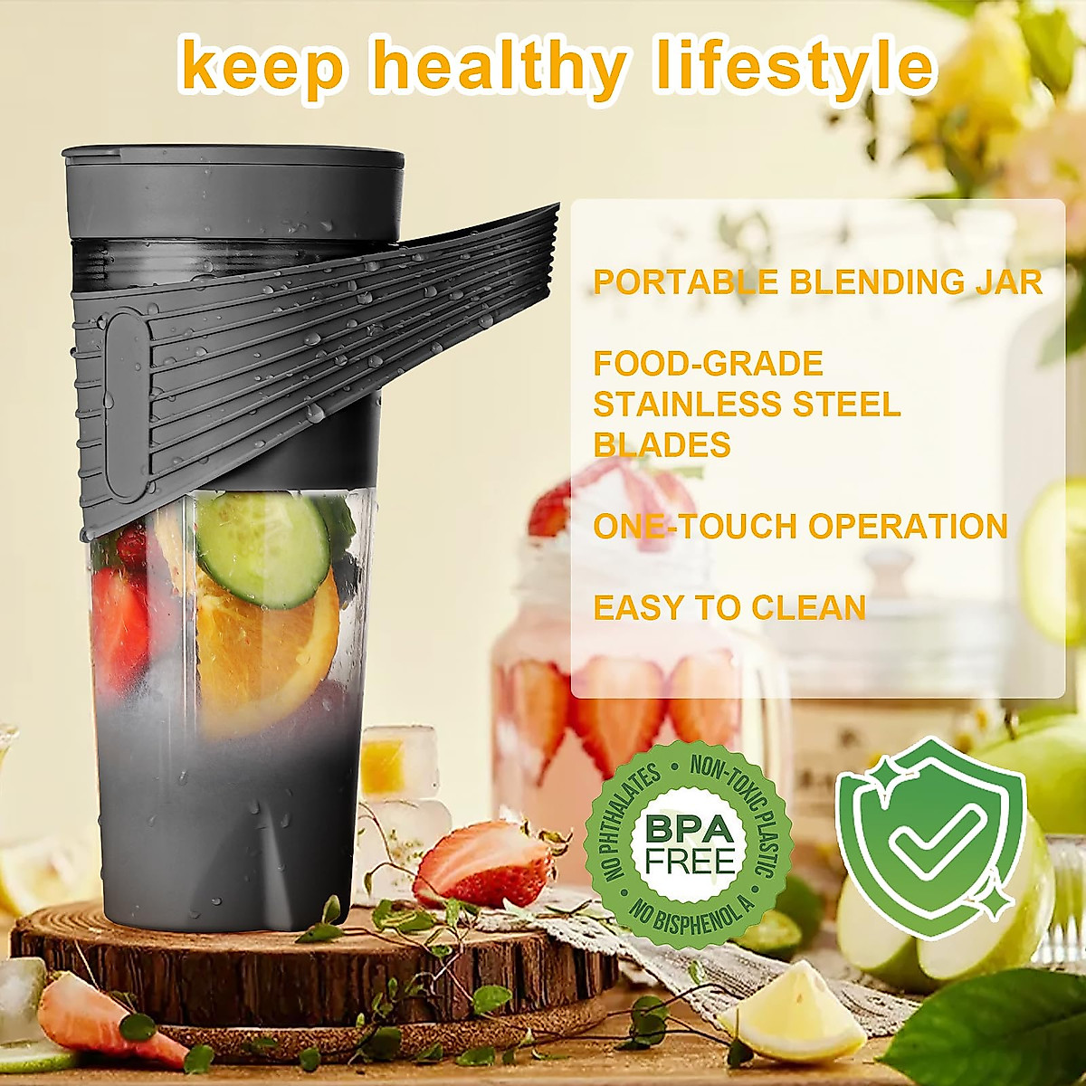 Galera Portable blender for shakes and smoothies,Personal blender, 18000r/m, 20 oz Traveling Fruit Veggie Juicer Cup With 7 Blades, Portable Blender USB Rechargeable