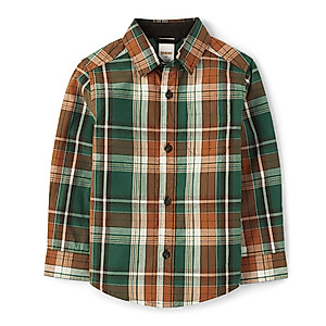 Gymboree,and Toddler Long Sleeve Plaid Button Up Shirts,Fox Plaid,7