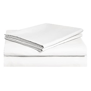 DwellStudio 100% Cotton Percale Sheet Set - Deep Pocket, 4 Piece - 1 Flat, 1 Deep Pocket Fitted Sheet and 2 Pillowcases, Crisp Cool and Strong Bed Linen (King, White)