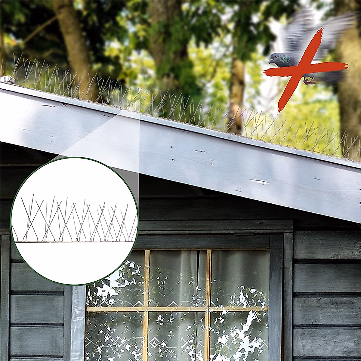 5 Pack Bird Spikes for Pigeons Small Birds Cat, Anti Bird Spikes Stainless Steel Bird Deterrent Spikes-Cover 4 Feet