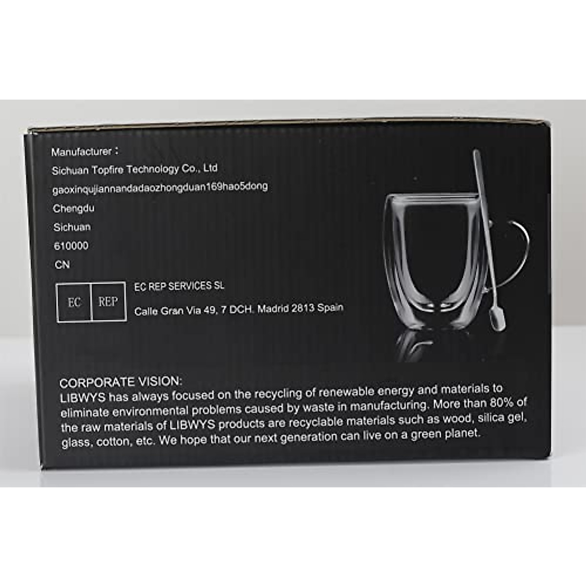 LIBWYS 4 Pack Double Walled Coffee Cups Glasses Mugs, 12oz Espresso Cappuccino Latte Tea Cups with Handle, Heat Resistant Borosilicate Clear Glasses 350ml