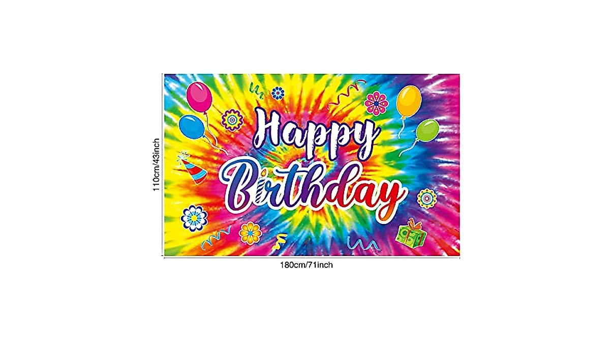 Vibrant Tie Dye Birthday Backdrop for Groovy Party Decor