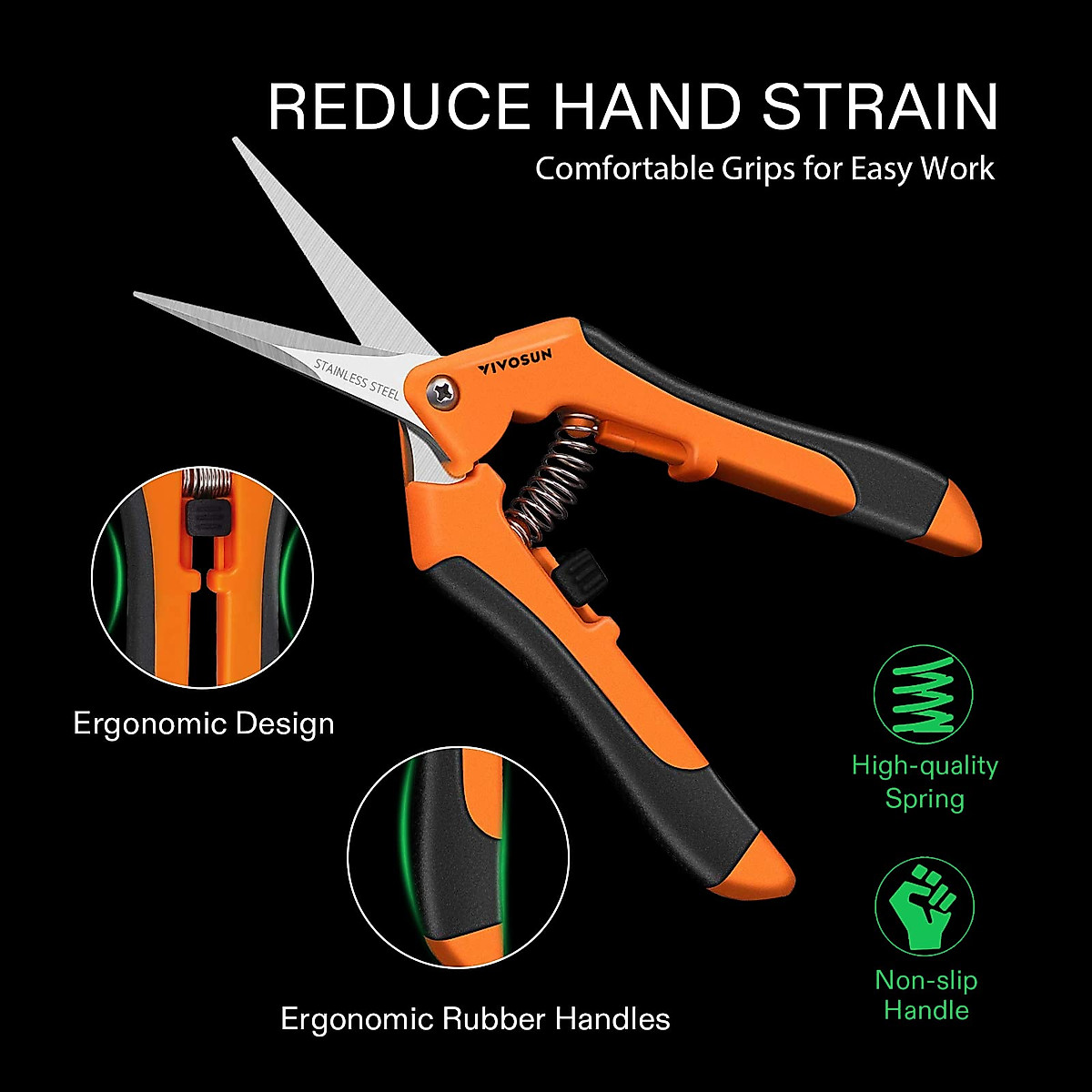 VIVOSUN pH and TDS Meter Combo and 6.5 Inch Gardening Hand Pruner Pruning Shear with Straight Stainless Steel Blades Orange