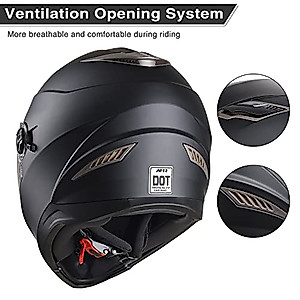 AHR Motorcycle Full Face Helmet Dual Visor Street Bike Lightweight DOT Approved Helmet Snowmobile Touring Sports for Adult Run-F1 (Matte Black, Large)