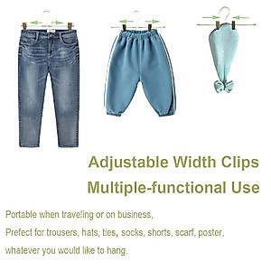 Koobay Pants Hanger Gold Aluminum Skirt Hangers 2-Adjustable Clips Heavy Duty Clothes Hangers Space Saving Durable Hanger 11.8" Closet Organizer for Pant,Pack of 10