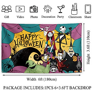 Halloween Decorations Christmas Nightmare Before Backdrop Jack Sally Gothic Banner Day of The Dead Halloween Decorations for Home Party