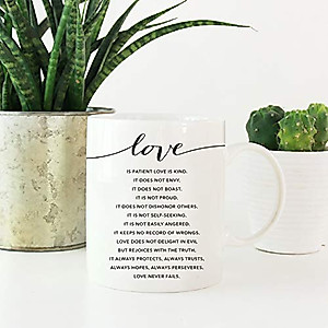 Andaz Press Modern Christian Bible Verses 11oz. Coffee Mug Gift, Love Always Protects, Always Trusts, Always Hopes, Always perseveres. Love Never Fails. 1 Corinthians 13:4-8, 1-Pack