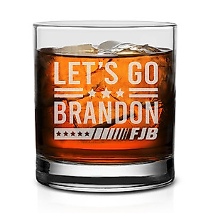 NeeNoNex Let's Go Brandon - Laser Engraved Whiskey Glass Funny and Sarcastic Design for Republicans Conservative Gift