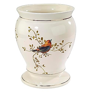 Avanti Linens Gilded Birds Waste Basket, Ivory