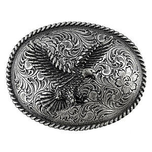 H8170 Western American Eagle Belt Buckle Fits 1-1/2"(38mm) Belt (Antique Silver)