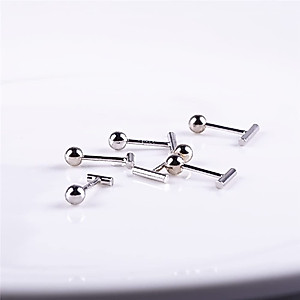 20g Tiny Bar Earrings for Women 925 Sterling Silver Hypoallergenic Minimalist Round Small Ball Stud Cartilage Tragus Barbell Screw Back Earring Simple Polished Jewelry Dainty Gifts (4mm)