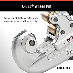 RIDGID 32920 Model 15 Screw Feed 3/16" to 1-1/8" Tubing and Conduit Cutter with X-CEL Knob, Silver