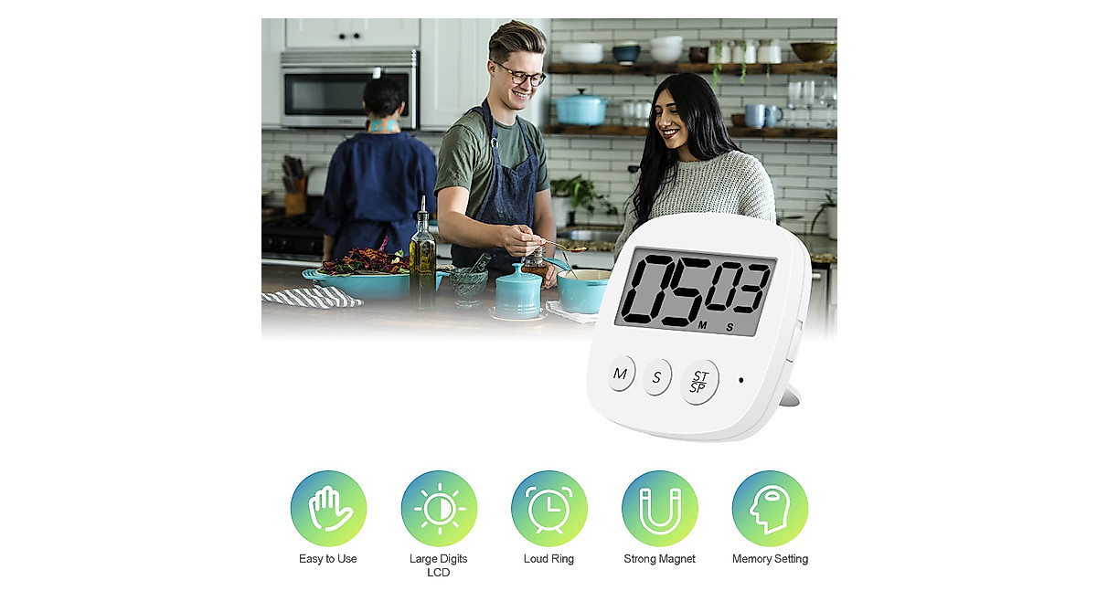 Big Digit PowGrow Kitchen Timer with Loud Alarm