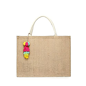 JOLLQUE Straw Beach Bag for Women,DIY Large Tote with Tassel,Handwoven Natural Straw Shoulder Bags with Handle (Empty X-Large)