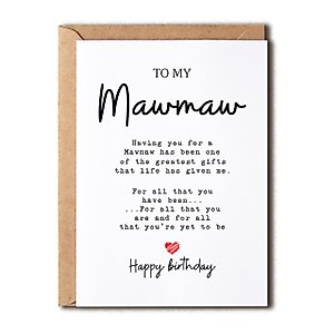 To My Mawmaw - Mawmaw Birthday Card - Mawmaw Is The Greatest Gifts In My Life - Birthday Card For Mawmaw - Gift For Mawmaw Card