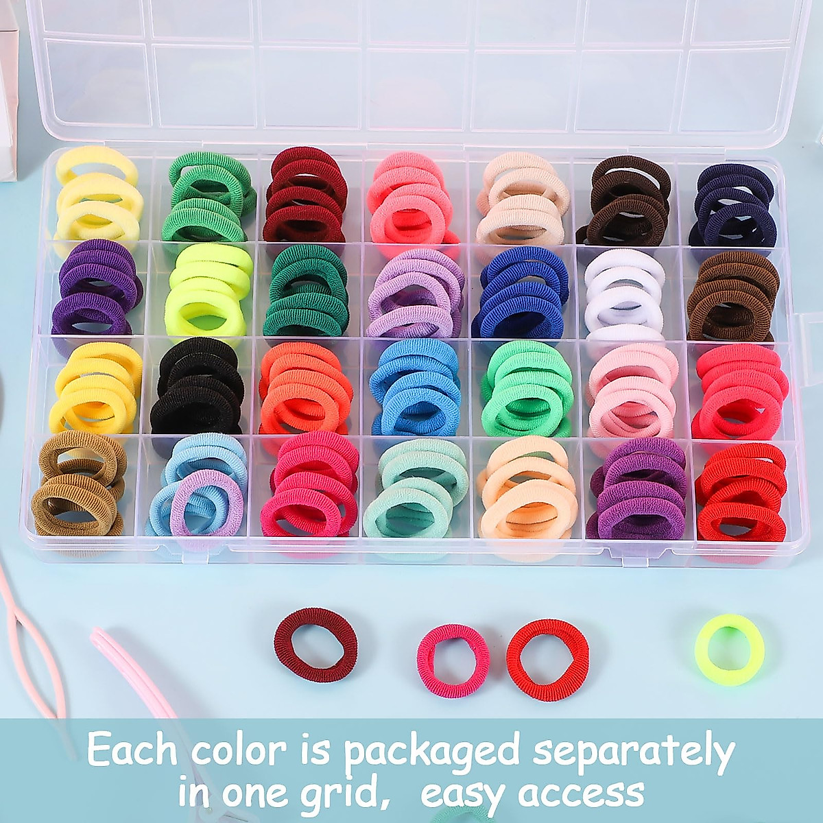 28 Colors Baby Hair Ties, 313Pcs Toddler Hair Ties with 5 Hair Styling Tools Ponytail Holders Hair Ties with Organizer Box for Kids Girls