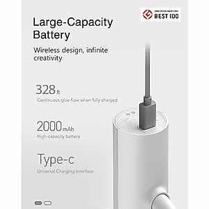 HOTO Cordless Hot Glue Gun, 10 Glue Sticks, 30S Heating Fast, USB Rechargeable Melt Glue Gun, Smart-Power-off Glue Gun, Perfect for Crafts, DIY Arts, Quick Home Repairs