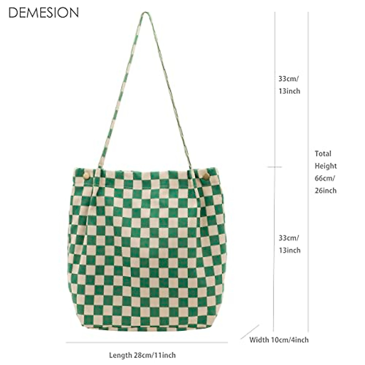 PAZIMIIK Corduroy Tote Bags for Women Reusable Grocery Shopping Shoulder Go-to Everyday Bag with Canvas Lining for Work Travel,Checkered Green