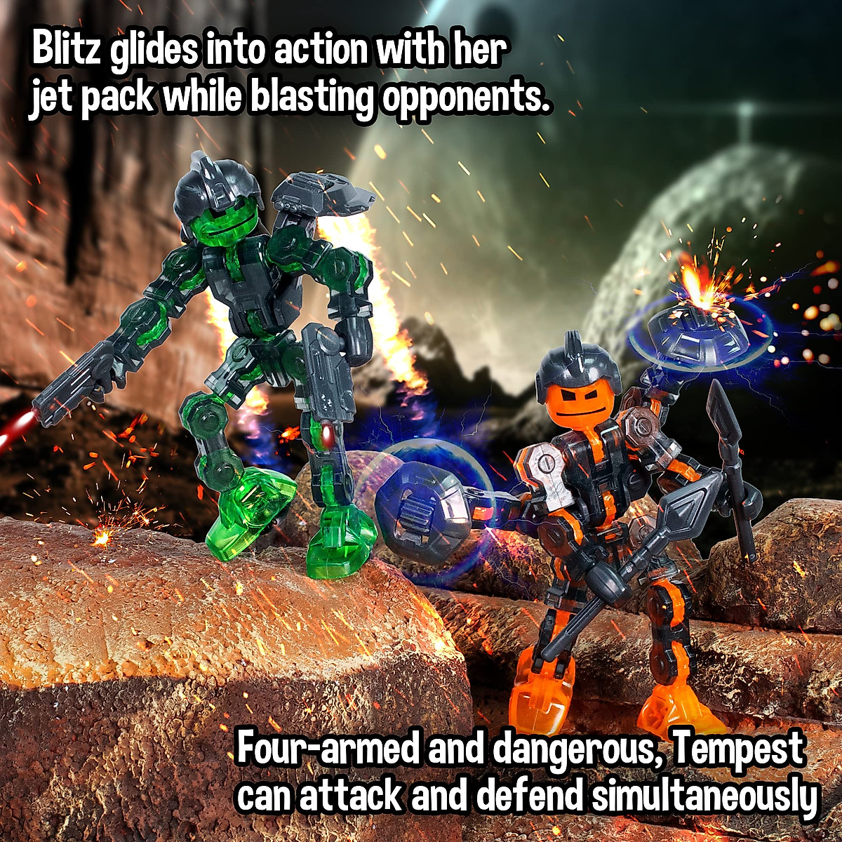 Zing Klikbot, Complete Set of 4 Poseable Action Figures with Weapons, Translucent, Create Stop Motion Animation, for Ages 6 and Up (Series 3 Guardians)