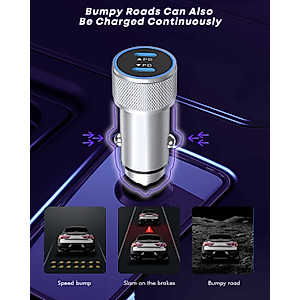 iPhone 15 Charger Car Adapter,2Pack Super Fast PD Dual Port Type C Car Charger Adapter Metal Mini Cigarette Lighter USB C iPhone 15 Charging Cable for iPhone 15/14/13/12/11/Samsung Galaxy S23/S22/iPad