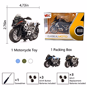 YA LE MING Motorcycle Toy,Pull Back Vehicles,with Light and Music Toys Motorcycle Model, Motorcycle Toys for 3+ Year Old Boys Girls (Blue)