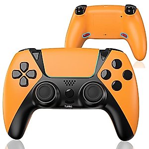 TOPAD Remote for PS4 Controller,Gamepad Joystick Controller for Playstation 4 Controller with Dual Vibration/Turbo/Back Paddles, Scuf Ymir Pa4 Wireless Mando for PS4 Console/Slim/PC/Steam/Pro,Orange