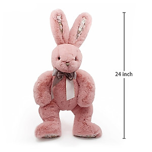 oitscute Faux-Fur 24" Cute Stuffed Animals Bunny Plush Toy for Girl,Baby,Kid (Pink)