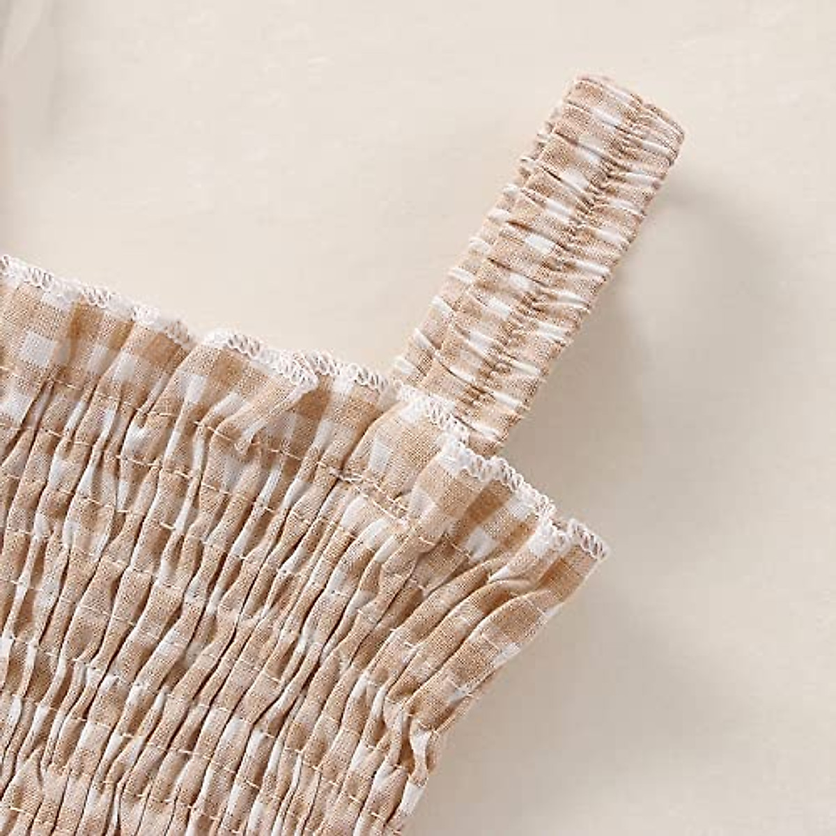 Newborn Baby Girl Bodysuit Sleeveless Halter Frill Romper One-piece Jumpsuit with Headband Summer Clothes Set (Khaki, 3-6 Months)