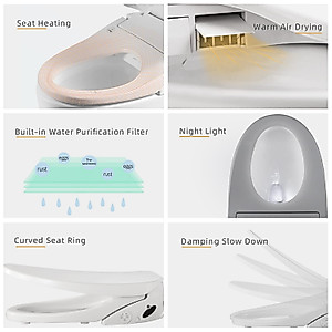 Bejoan Bidet Toilet Seat Electronic X3, Endless Warm Water, Heated Smart Bidet Seat with Warm Air Dryer, Deodorizer, Nightlight, Prewetting, Remote Control, Self Cleaning, White - Elongated